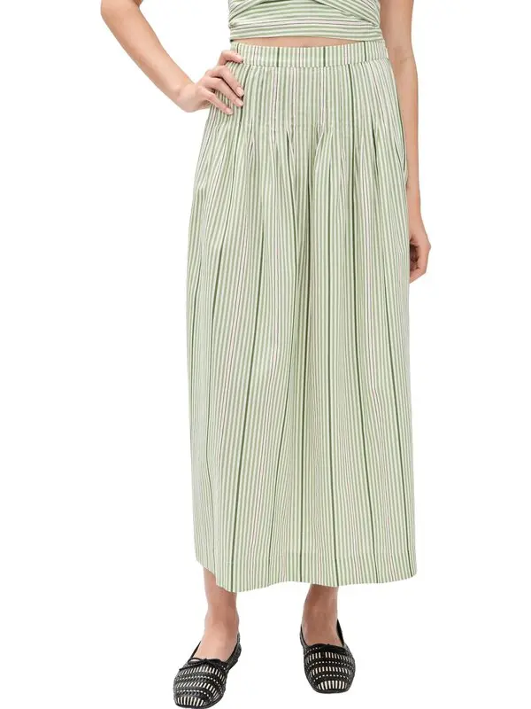 Hill House Home The Ame Skirt - Green Jacquard Stripe