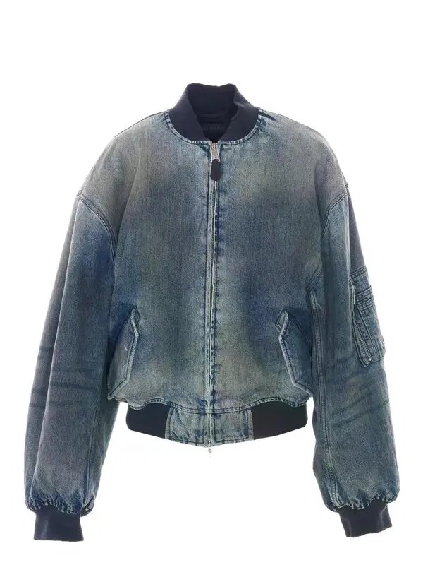 Balenciaga Faded-effect Bomber Jacket - Blue