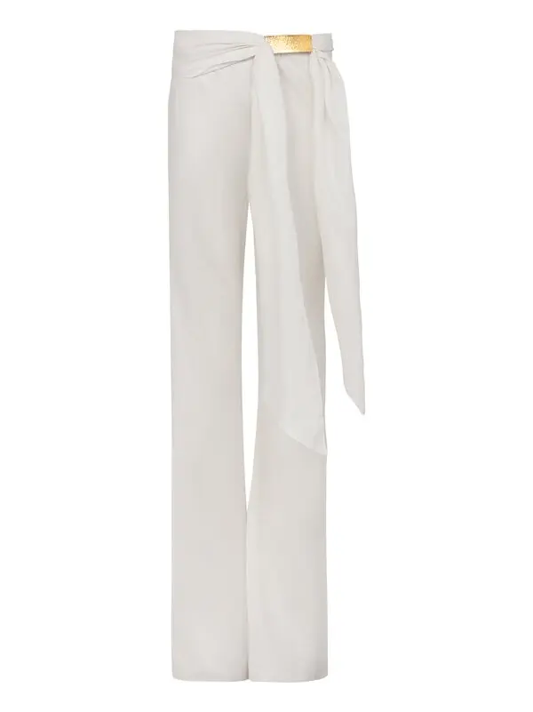 VIX PAULA HERMANNY X Rosie Huntington-whiteley "rosie" Crepe Pants With Buckled Waist Ties - White