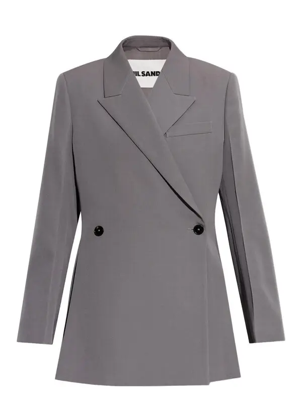 JIL SANDER Double-breasted Blazer With Side Vents - Grey