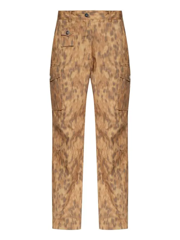 GANNI Printed Cargo Trousers - Brown