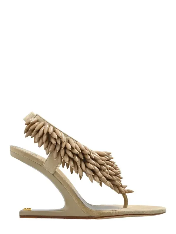 Balmain Wedge Sandals - Beige