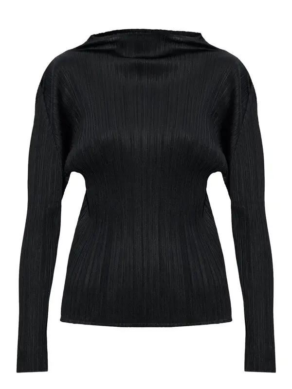Issey Miyake Pleated Top - Black