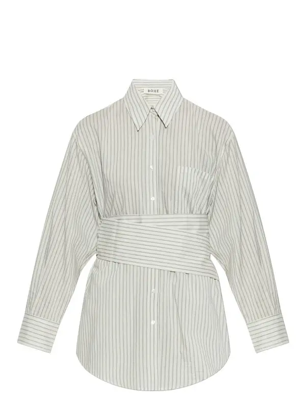 RÓHE Striped Silk And Cotton Shirt With Belted Waist - White