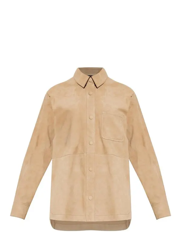 Paul Smith Suede Button-up Shirt With Pocket - Beige