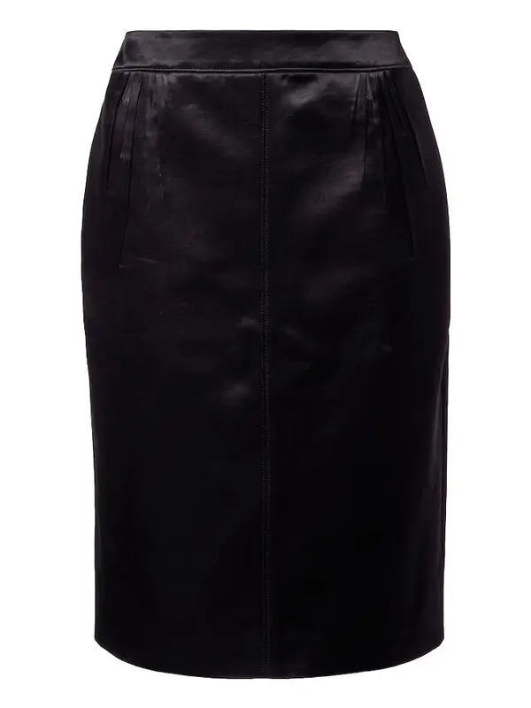Saint Laurent Satin Pencil Skirt - Black