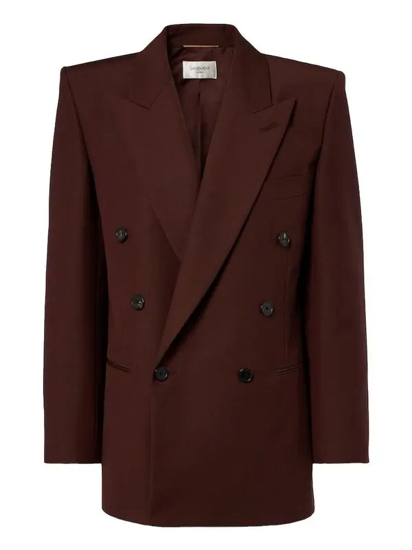 Saint Laurent Double-breasted Wool And Mohair Blazer - Brown