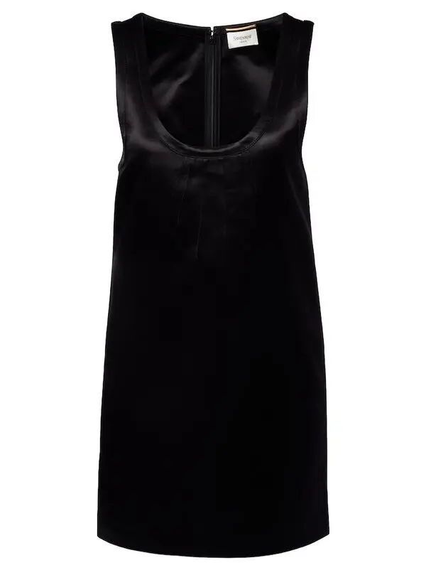 Saint Laurent Satin Mini Dress - Black
