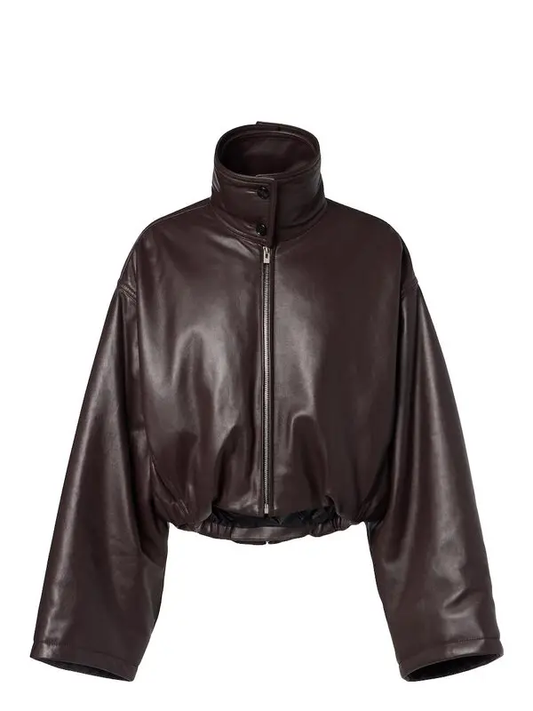 Alaïa Layered Leather Bomber Jacket - Brown