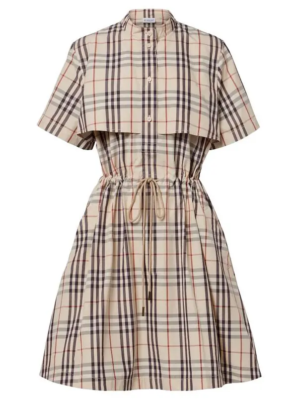Burberry Check Cotton Minidress - Brown
