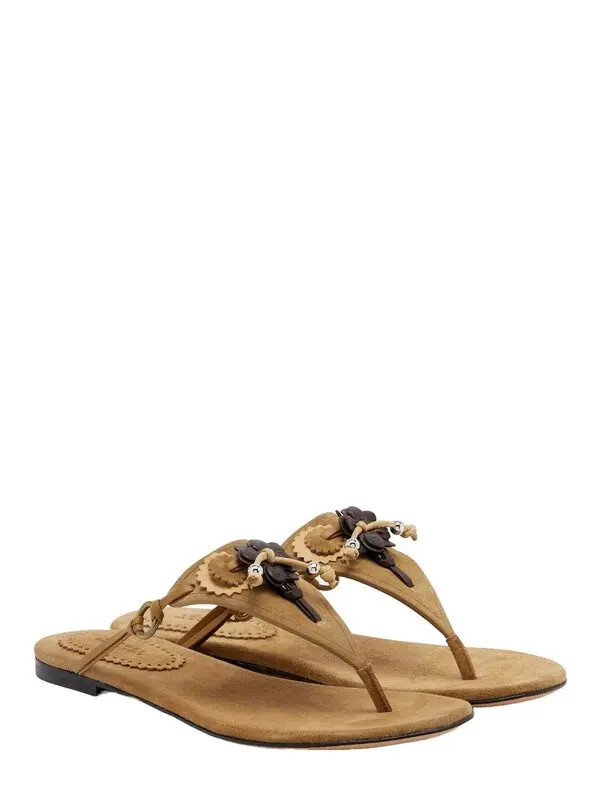Isabel Marant Elato Suede Thong Sandals - Beige