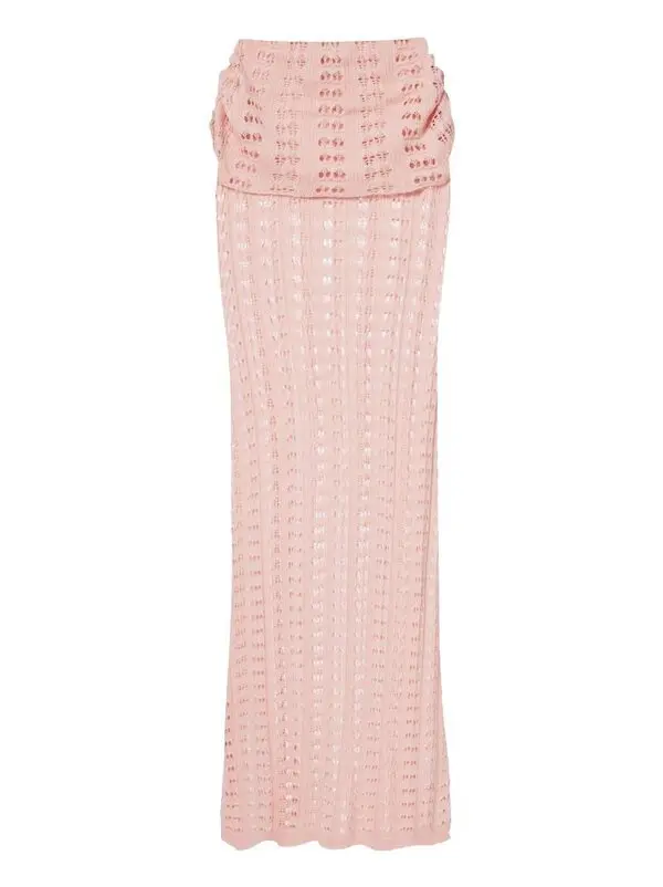 AYA MUSE Draped Pointelle Maxi Skirt - Pink