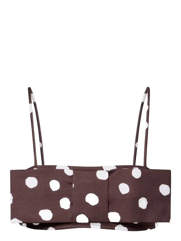 ADRIANA DEGREAS Bow-detail Polka-dot Bandeau Top - Brown