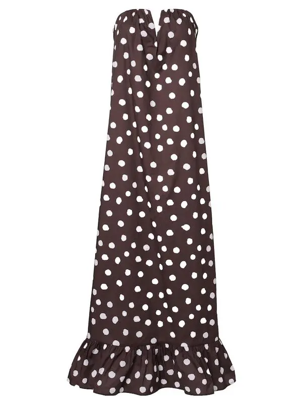 ADRIANA DEGREAS Polka-dot Cotton-blend Maxi Dress - Brown