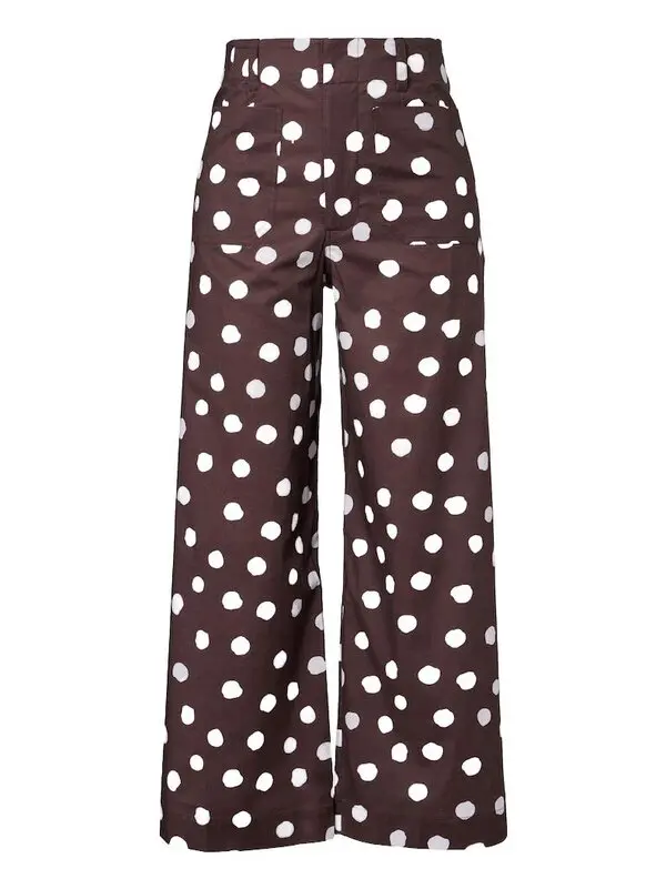 ADRIANA DEGREAS Polka-dot Wide-leg Pants - Brown