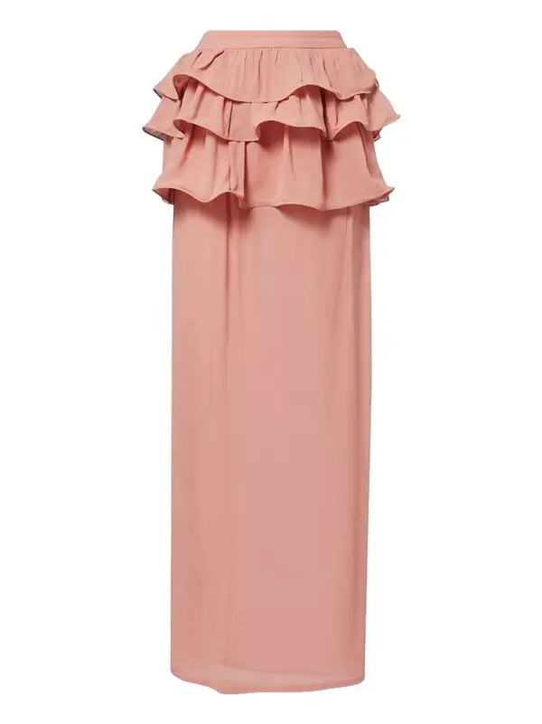 ADRIANA DEGREAS Ruffled Maxi Skirt - Pink