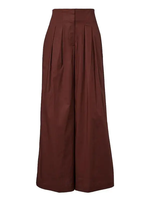 ADRIANA DEGREAS Cotton-blend Wide-leg Pants - Brown