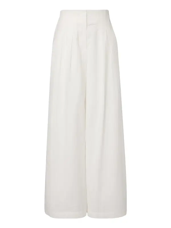 ADRIANA DEGREAS Cotton-blend Wide-leg Pants - White