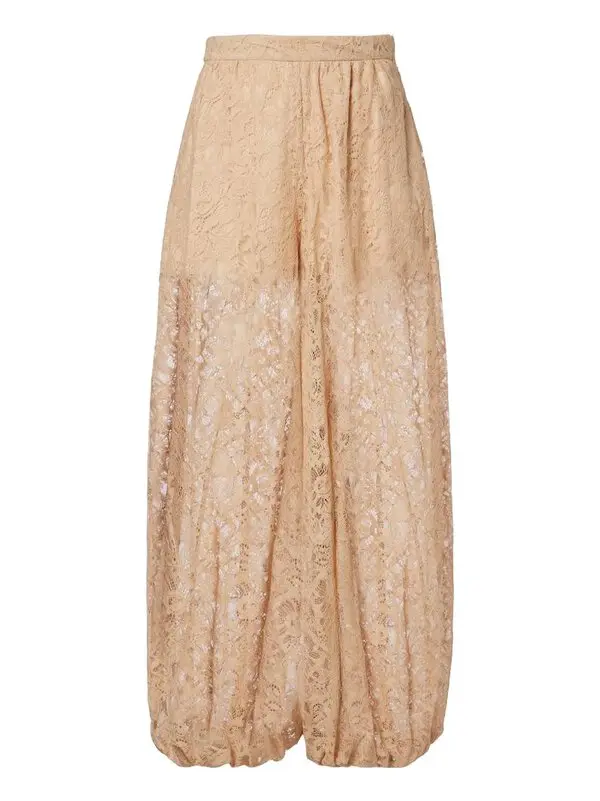 ADRIANA DEGREAS Lace Balloon Pants - Beige