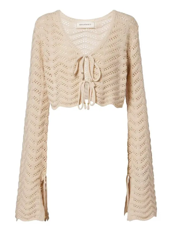 BANANHOT Miana Open-knit Crop Top - Beige