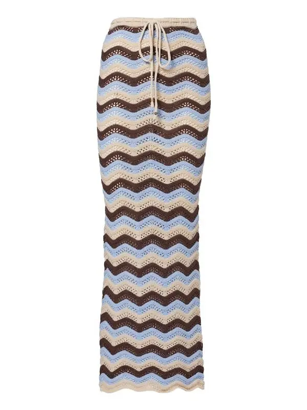 BANANHOT Helena Open-knit Maxi Skirt - Blue