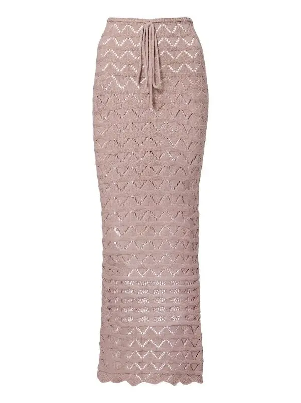 BANANHOT Helena Open-knit Maxi Skirt - Pink