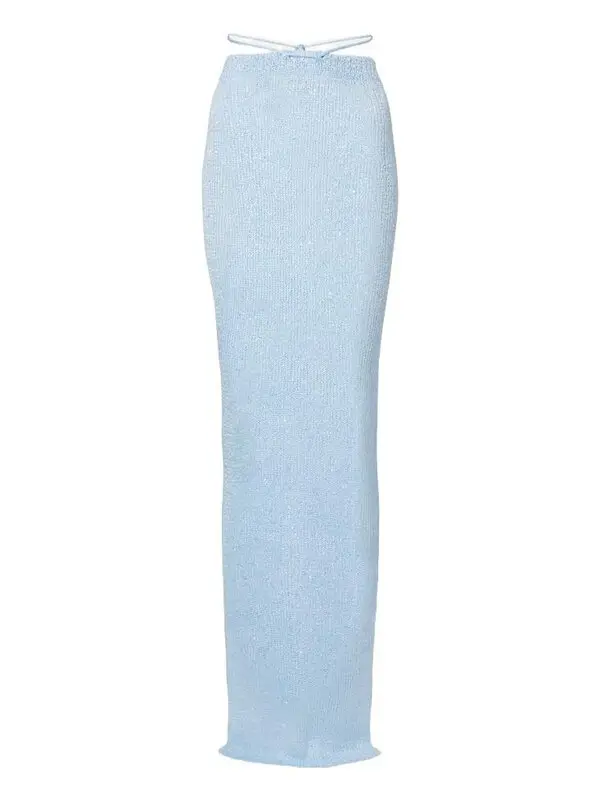BANANHOT Alma Sequined Knitted Maxi Skirt - Blue