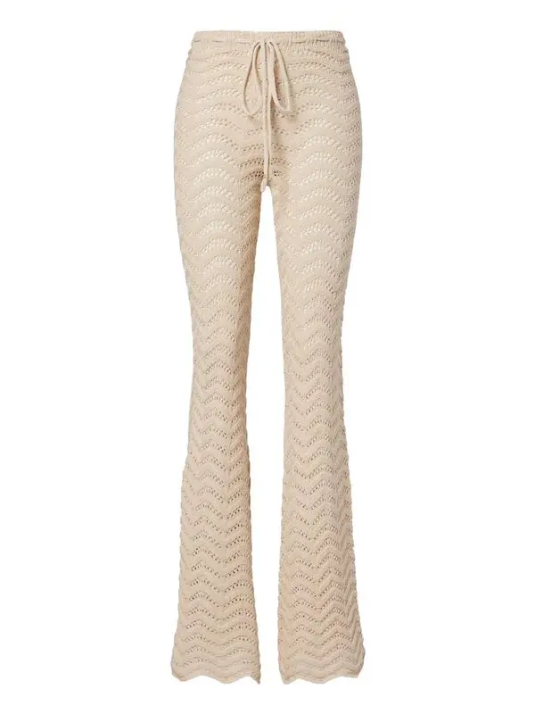 BANANHOT Kim Cotton-blend Flared Pants - Beige