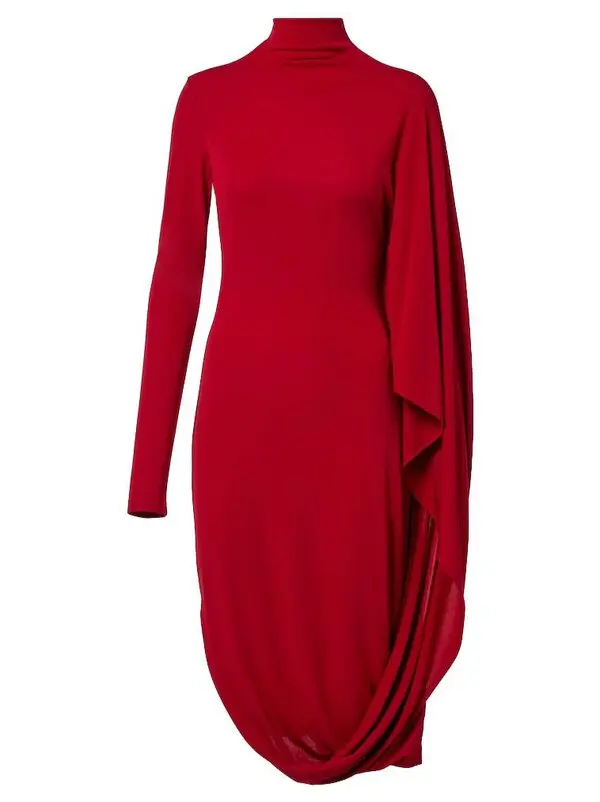 Stella McCartney Caped Crêpe Jersey Minidress - Red