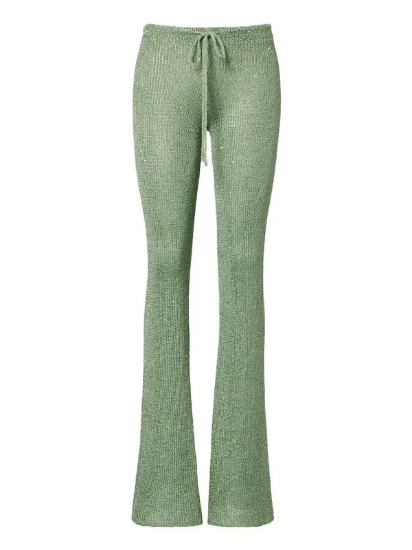 BANANHOT Liz Sequined Flared Pants - Green