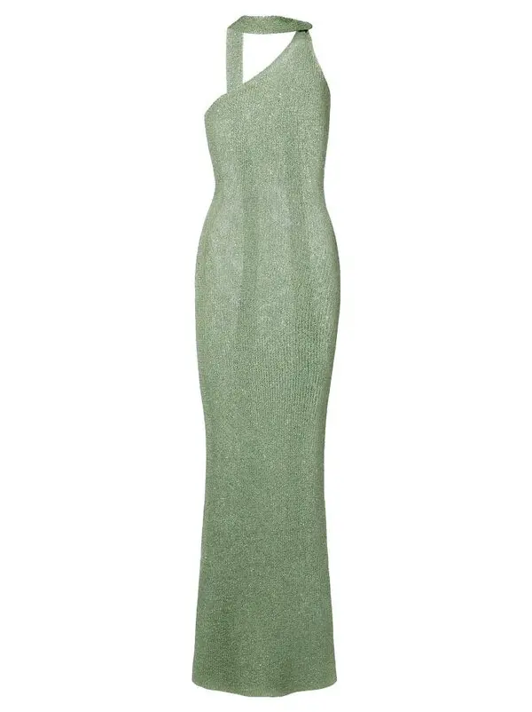 BANANHOT Aretha Sequined One-shoulder Maxi Dress - Green