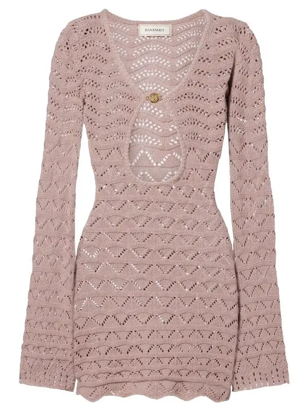 BANANHOT Knitted Cotton-blend Minidress - Pink