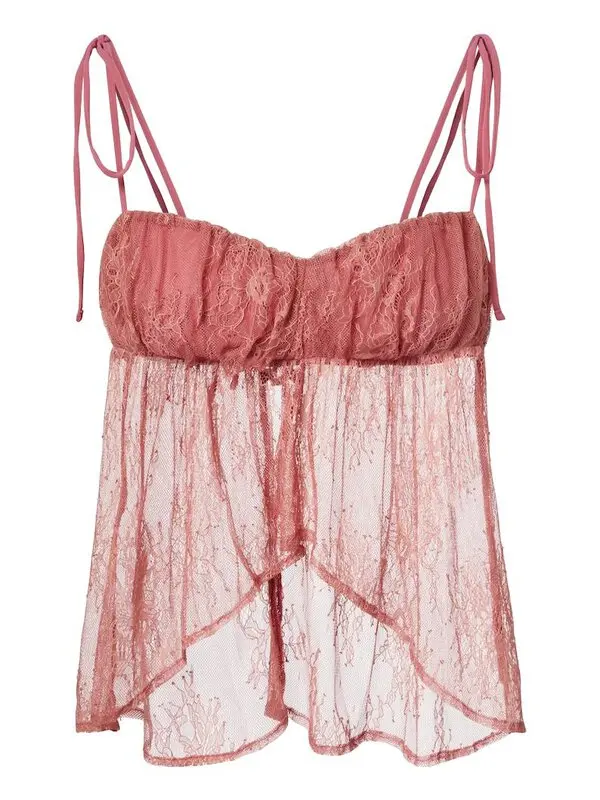 BANANHOT Kendall Lace Crop Top - Pink