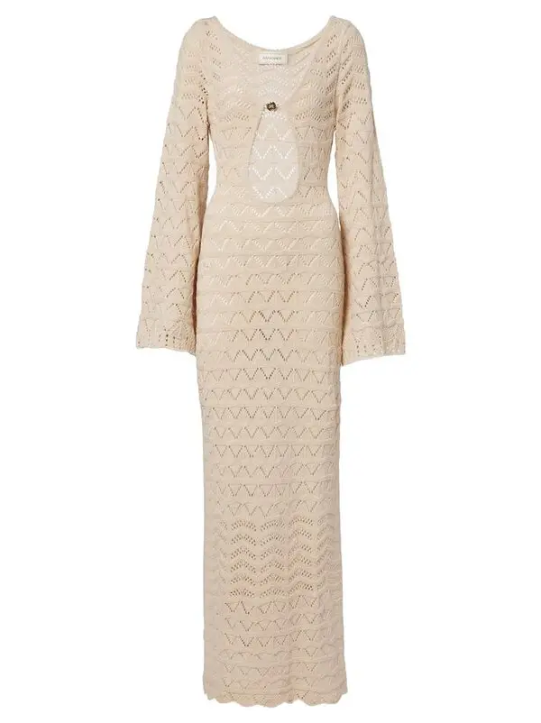 BANANHOT Rey Crochet Maxi Dress - Beige