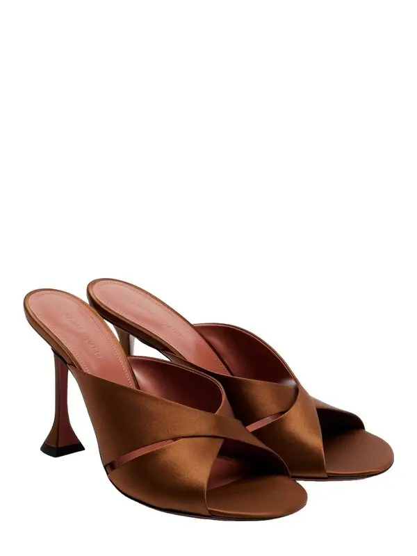 Amina Muaddi Salma Satin Mules - Brown