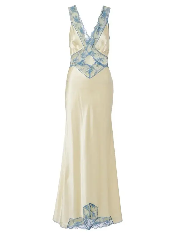SIR. Lace-trimmed Silk Maxi Dress - Yellow