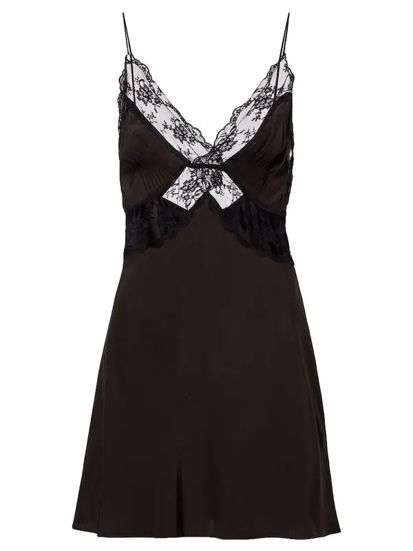 SIR. Lace-trimmed Silk Minidress - Brown