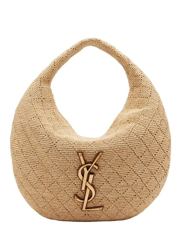 Saint Laurent Icare Raffia Shoulder Bag - Beige