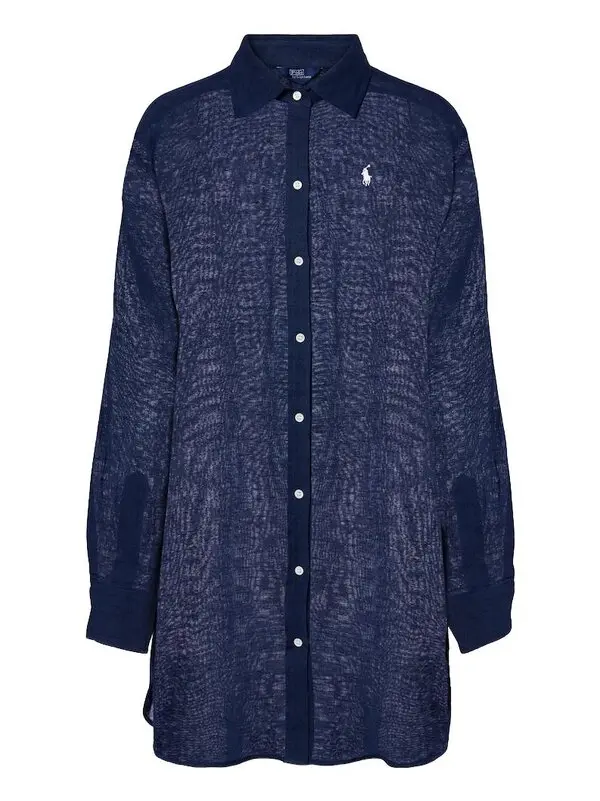 Polo Ralph Lauren Cotton And Linen Button-down Shirt - Blue