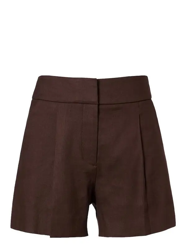 Veronica Beard Haina Linen-blend Twill Shorts - Brown