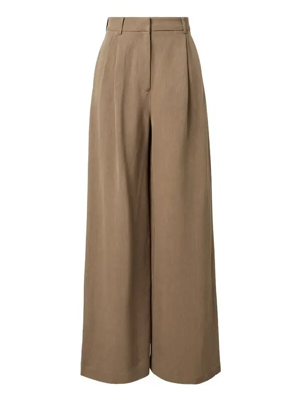 THE FRANKIE SHOP Marfa Pleated Wide-leg Trousers - Brown