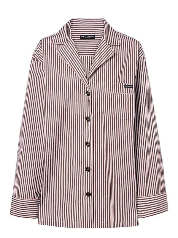 Dolce & Gabbana Striped Cotton And Silk Shirt - Brown