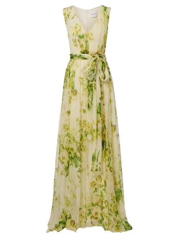 Erdem Floral Silk Creponne Midi Dress - Green