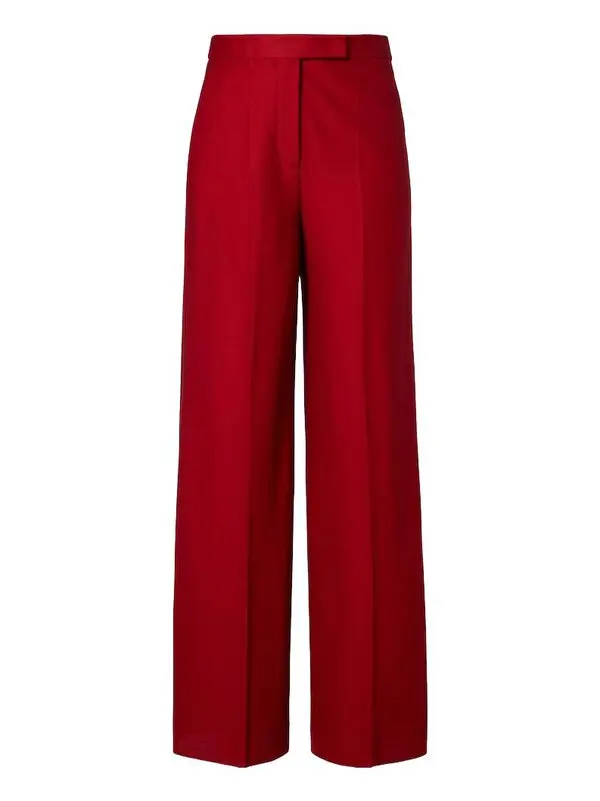 Max Mara Rito Cotton Wide-leg Pants - Red