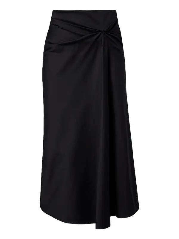 Max Mara Paggi Gathered Cotton-blend Midi Skirt - Black