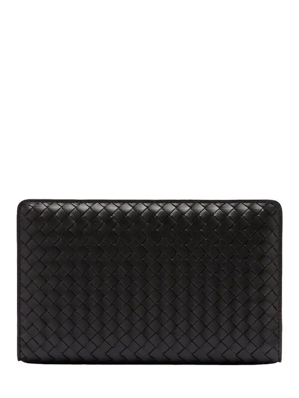 Bottega Veneta Intrecciato Leather Agenda Clutch - Brown