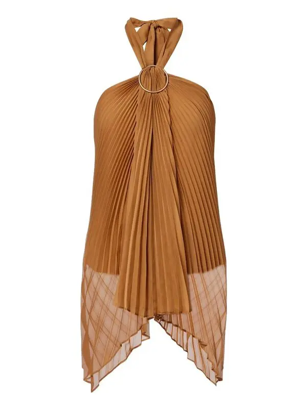 Max Mara Valzer Pleated Top - Brown