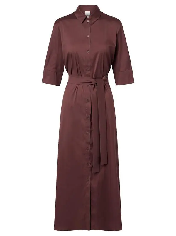 Max Mara Cotton-blend Midi Shirt Dress - Burgundy
