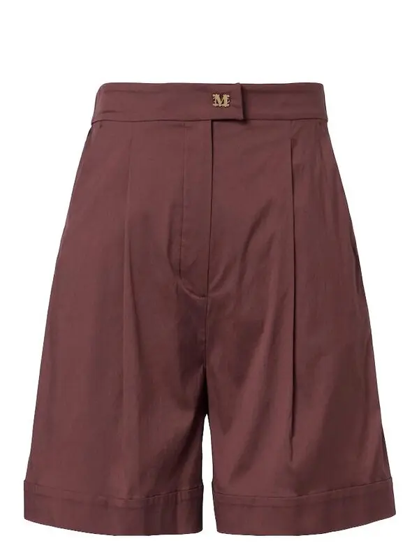 Max Mara Medeola Pleated Cotton-blend Shorts - Burgundy
