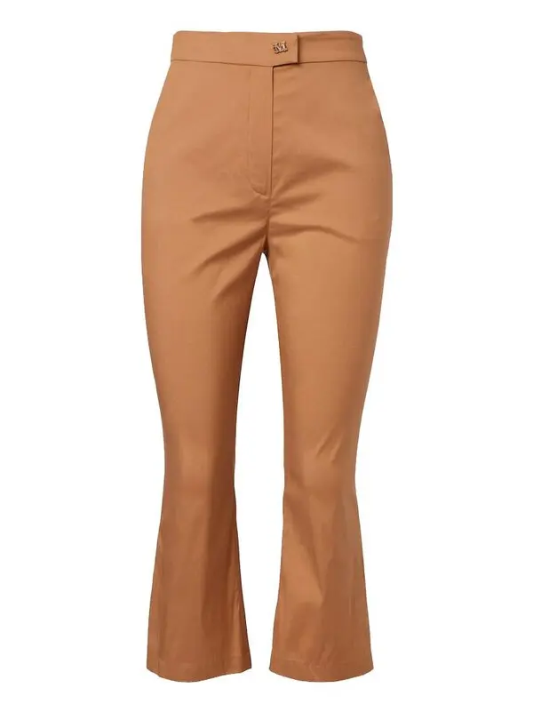 Max Mara Curve Cropped Cotton-blend Straight Pants - Brown